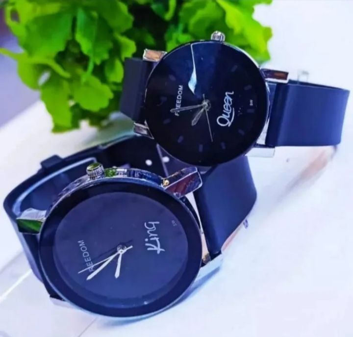 King Queen Rubber Strap Luxury Couple Watch | Daraz.lk