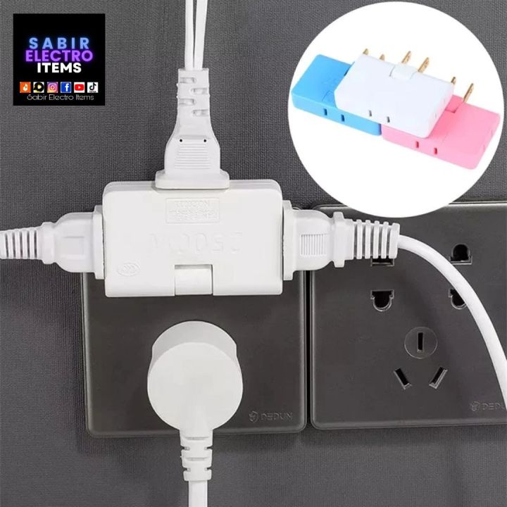 3 in 1 Extension Plug Adapter, 2-Prong Rotatable Socket Converter, 360 ...