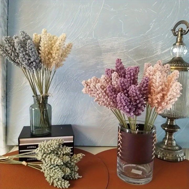 12pcs Realistic Lavender Flowers Artificial Mini Flower Bouquet Wedding ...