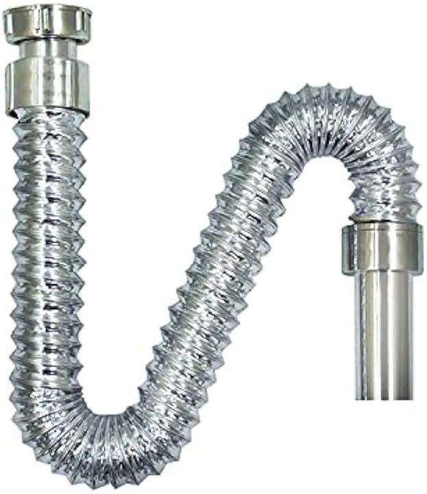 Flexible Chrome Waste Pipe 32mm Diameter | Drain Hose/Outlet Tube ...
