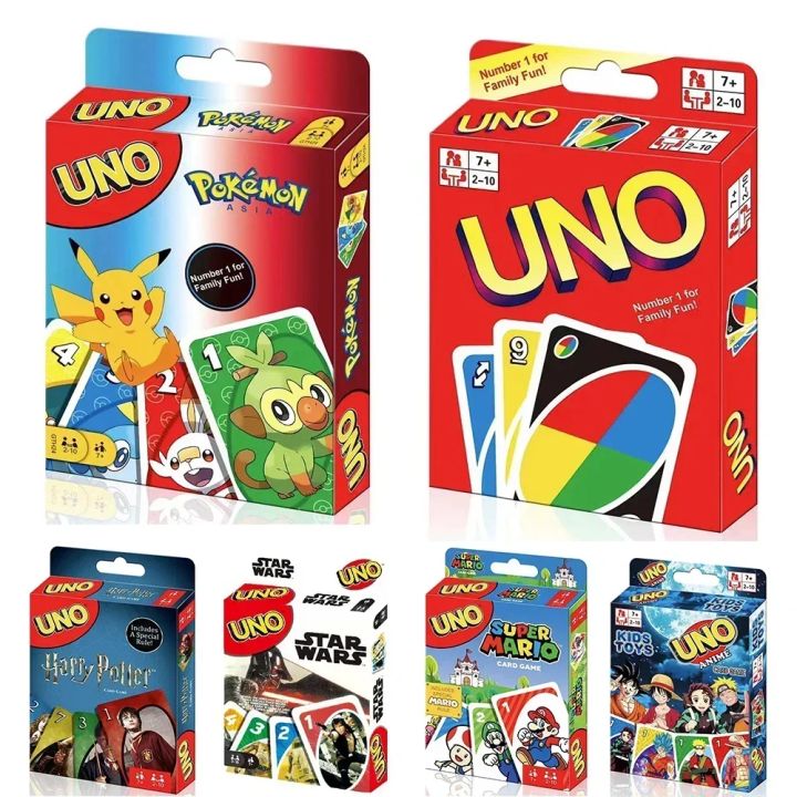UNO FLIP! Pokemon Board Game Anime Cartoon Mario Figure Pattern Family ...