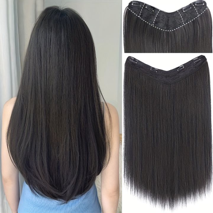 Synthetic Long Straight Hair Extensions with Clip In One Piece Perfect ...