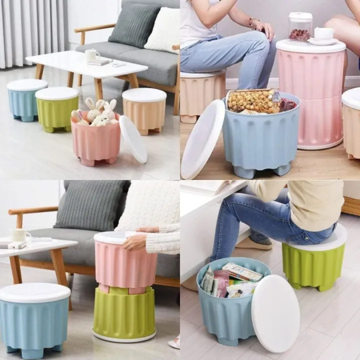Multi- Purpose Plastic Smart Storage Stool | Daraz.pk