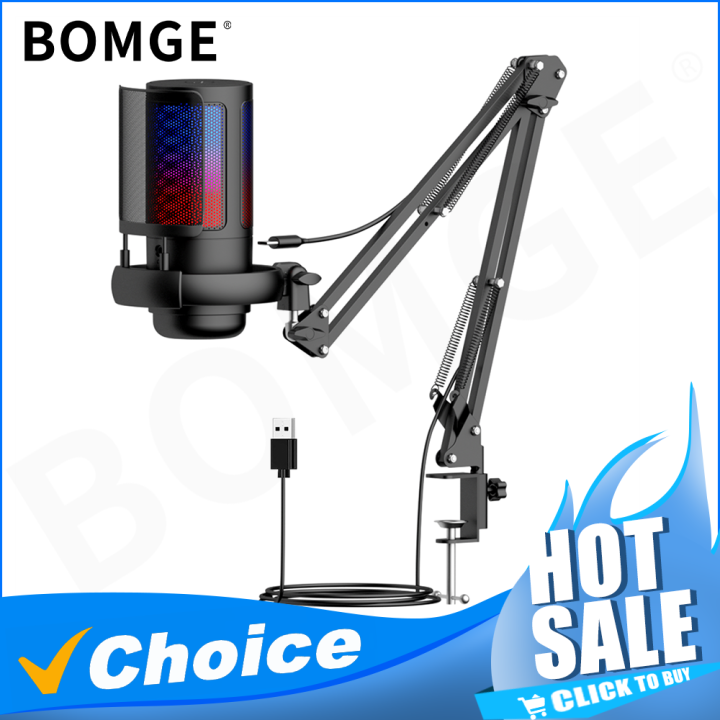USB Condenser Microphone RGB Esports Game Call Recording Condenser Mic ...