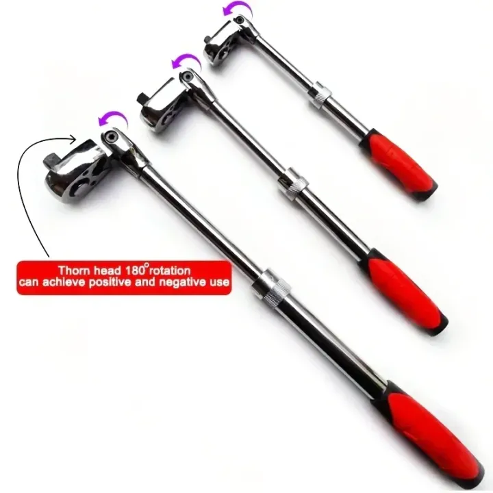 72 Teeth Telescopic Ratchet Spanner Automatic Quick Release Fast 1/4 1/ ...