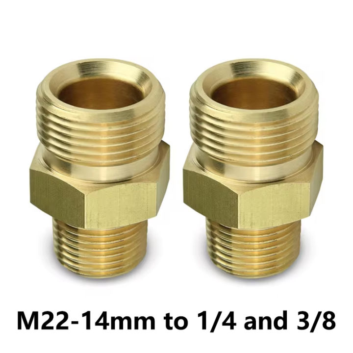 Brass Pressure Washer Coupling Adapter M22-14mm Male to 3/8 and 1/4 ...