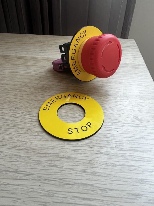 22mm emergency stop nameplate 22mm material is rowmark 60 mm | Shop.com.mm