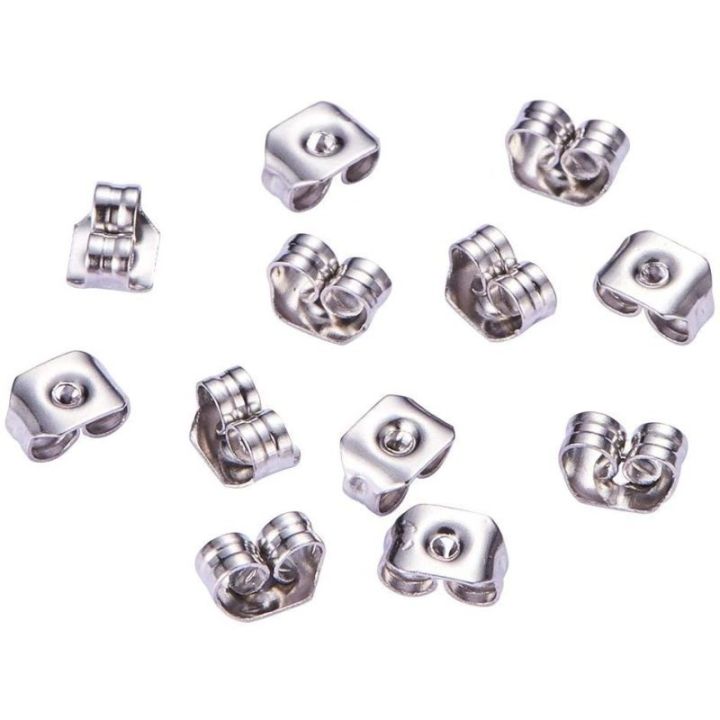 1 Box 200 Pieces 304 Stainless Steel Ear Nuts Safety Butterfly Earring ...