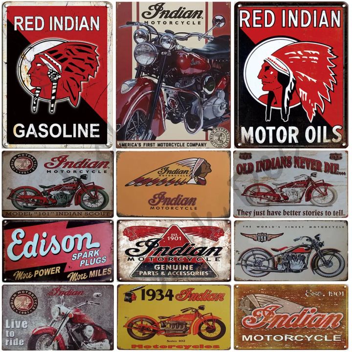 Traditional Indian Motor Tin Sign Classic Vintage Motorcycle Club ...