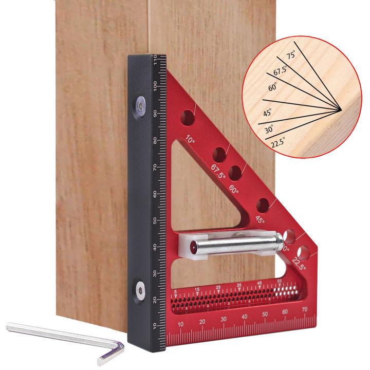 1Pc Carpenter Square Hole Scribing Ruler 22.5-90 Degree Measuring Ruler ...