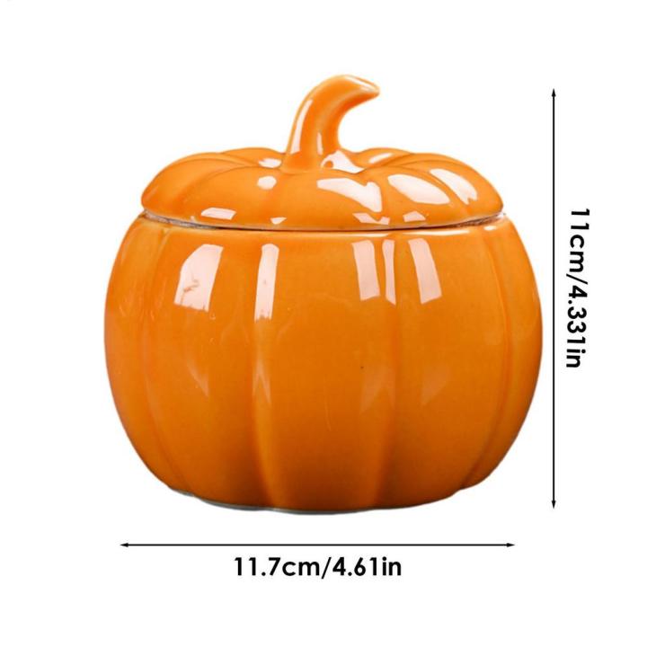 Small Ceramic Pumpkin Jar with Lid - Airtight Food Storage Container ...