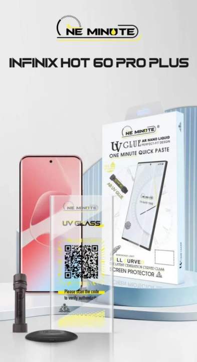 For Infinix Hot 60 pro plus ONE MINUTE QUICK PASTE Full Screen 3D UV Curved Tempered Glass ...
