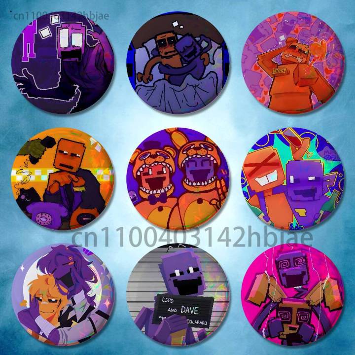 D-Dsaf 3 Purple Guy D-Dave Enamel Pin Tinplate Round Brooch Cosplay ...