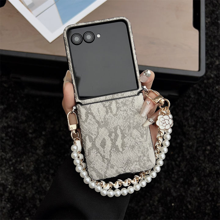 Snake Pattern PU Leather Phone Case Wrist Strap & Hinge Protection For ...