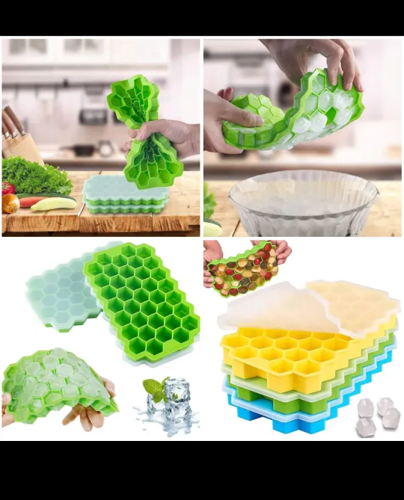 Ice cube tray Easy push pop out square silicone ice cube tray honey ...