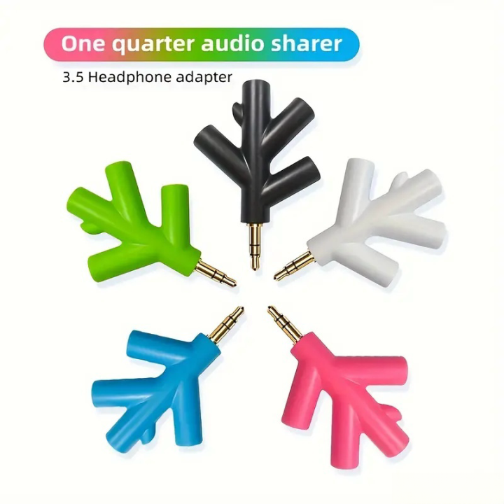 3.5mm Earphone Audio Splitter 1 Male To 1 2 3 4 Female Cable 4 Way Port ...