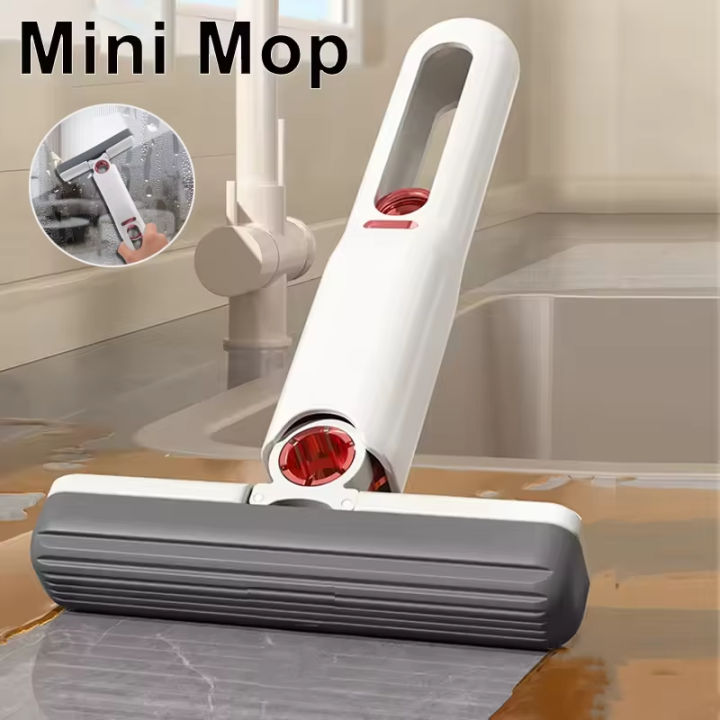 Mini Mop Portable Self-Squeeze Small Mop Hand Free Automatic Cleaning ...
