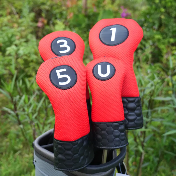 Golf wooden pole cover two-piece mesh PU fabric lined with fluff to ...