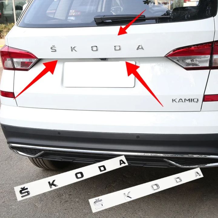 3D ABS car Emblem Skoda Letter front hood Rear Tailgate trunk Decals ...
