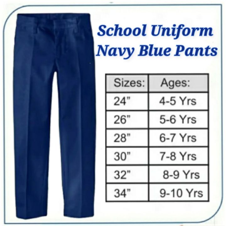 School Uniform Blue Pant / Size 24-38 / Half Elastic Blue School ...