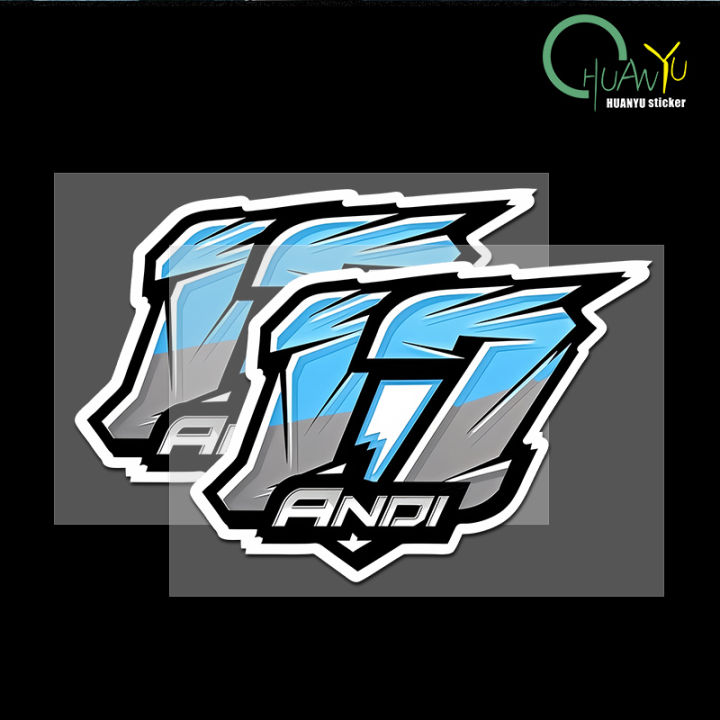 Creative blue number 17 racing car decals, electric motorcycle scratch ...