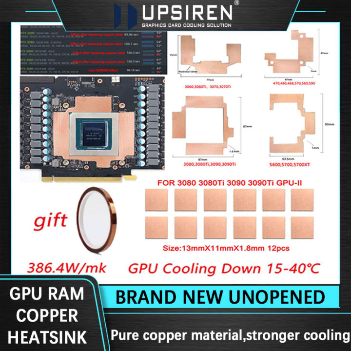 GPU RAM Copper Heat Sink For Radiator Memory Miner RTX 3060 3070 3080 ...