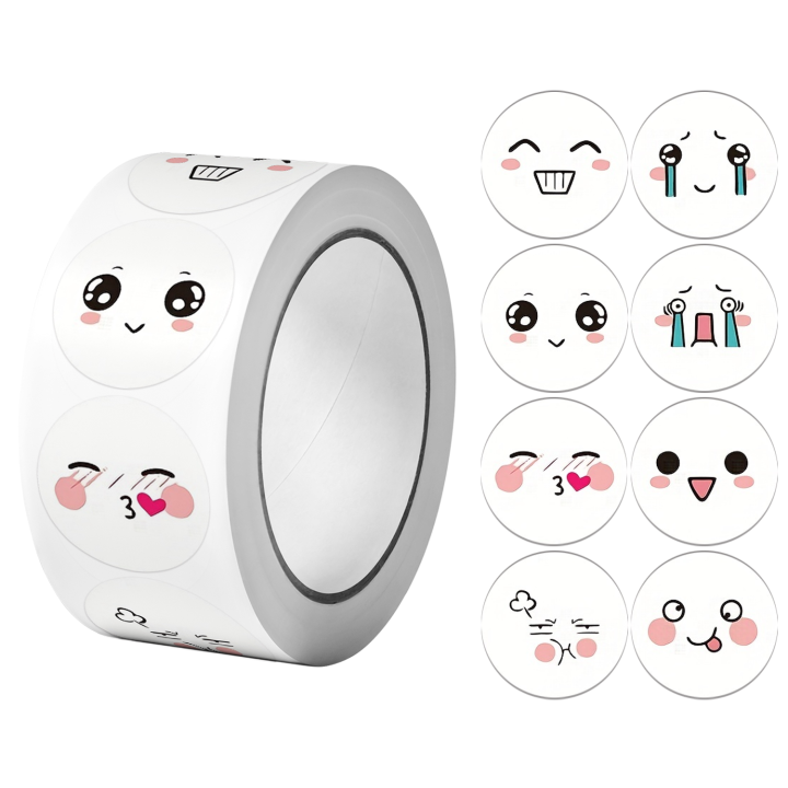 1Roll(500pcs) 1'' Round Funning Face Expressions Stickers for Kids ...