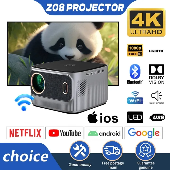 Z08 Full HD 1080P Projector 4K 500ANSI 11500Lumens Android/IOS WiFi LED ...