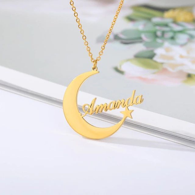 Customized Half Moon Name Locket for Girls, Pendant for Girls | Daraz.pk