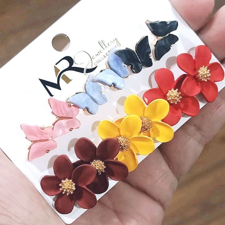 Enchanting 6 Pair Butterfly Earrings & tops- Perfect for Girls and ...