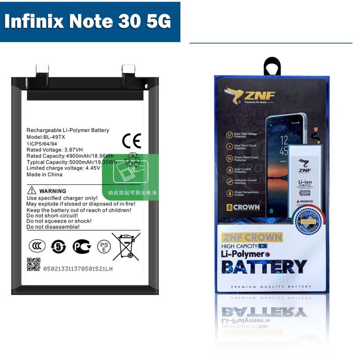Infinix Note 30 5G Battery BL-49TX Premium Class Quality ZNF Brand ...