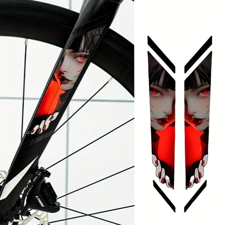 2 Piece Anime Eye Bike Frame Sticker - JDM Style PVC Waterproof UV ...