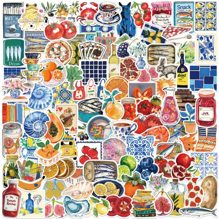 100Pcs Cute Mediterranean Tomato Stickers Aesthetics DIY Graffiti ...