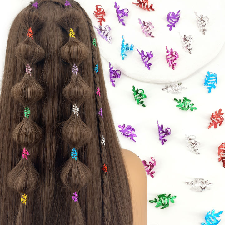40Pcs Vine Leaf Shaped Alloy Hair Braids Rings For Dreadlock Women ...