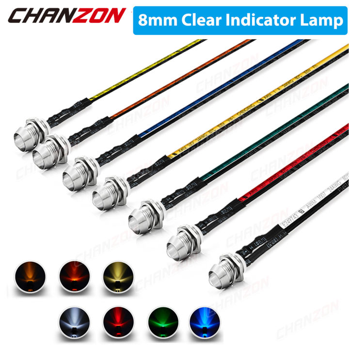 8mm Prewired LED Emitting Diode DC 12V Indicator Lamp Bulb Warm White ...