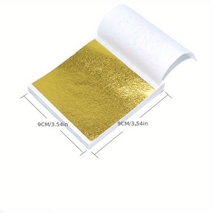 Aomily 9x9cm 100 Sheets Practical K Pure Shiny Gold Leaf for Gilding ...