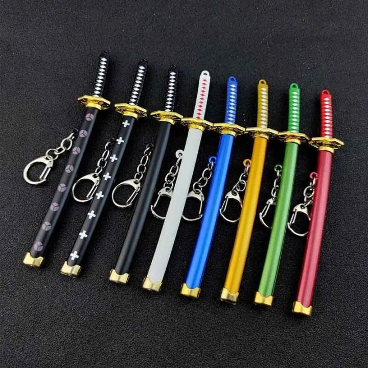 Mini Roronoa Zoro Samurai Sword Keychain Anime Plastics Scabbard Key ...