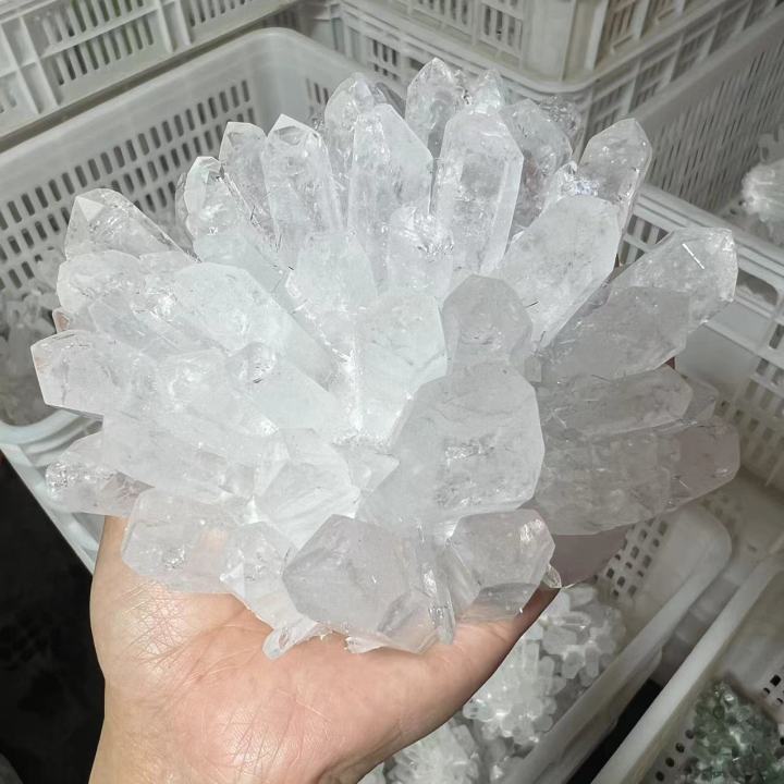 300-1000g Natural Rare White Transparent Quartz Crystal Mineral Cluster ...