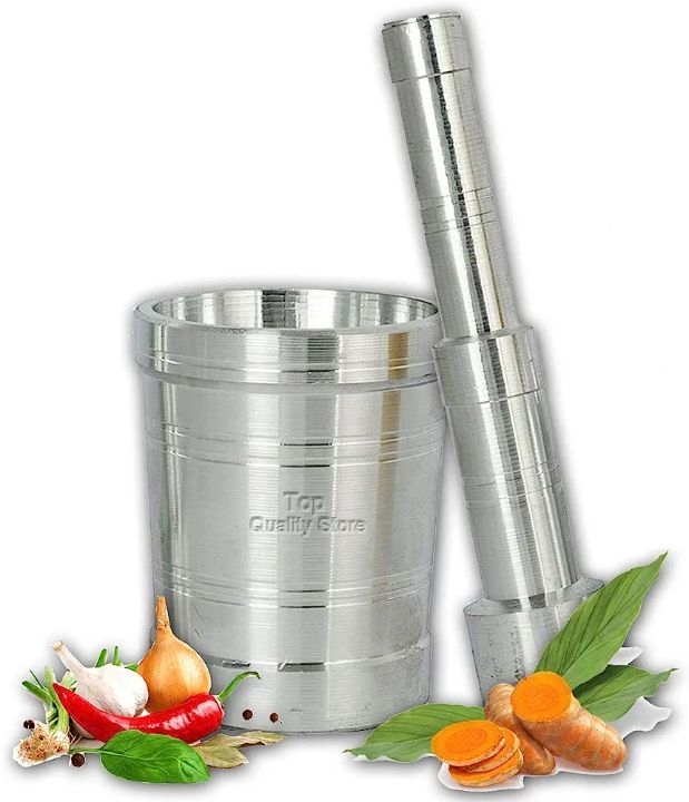 Aluminium Mortar and Pestle Set Kitchen Khalbatta Okhli Khal Musal ...