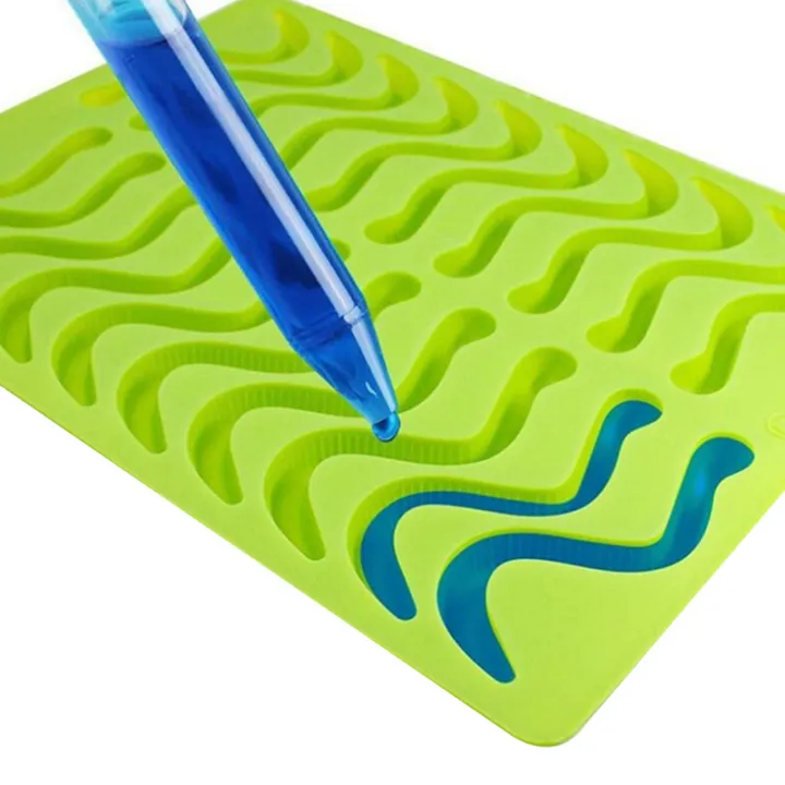 20 Cavity Silicone Gummy Snake Worms Chocolate Mold Sugar Candy Jelly ...
