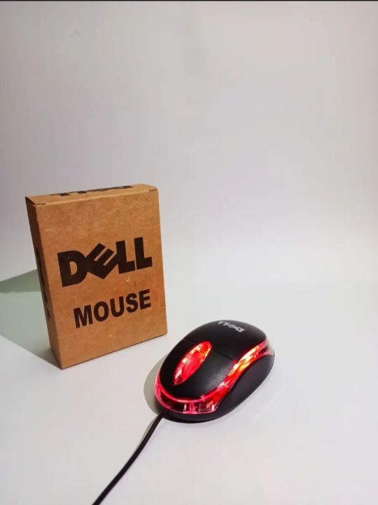 DELL Wired Usb Optical Mouse - Small Size, Ultra-Sensitive, Red Light ...