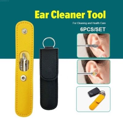 Ear Cleaner Set 6 Pieces Stainless Steel ear pick set with leather case