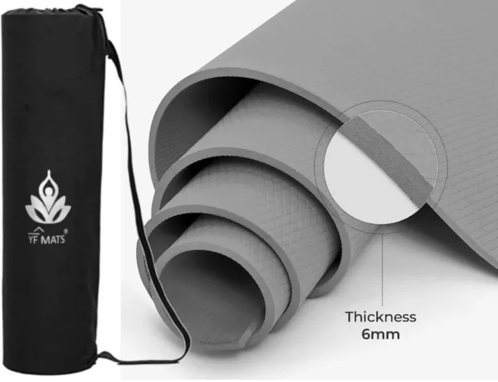 Eco Friendly Yoga Mat/Gym Mat/ Workout Mat/Exercise Mat( Grey 6 mm ...