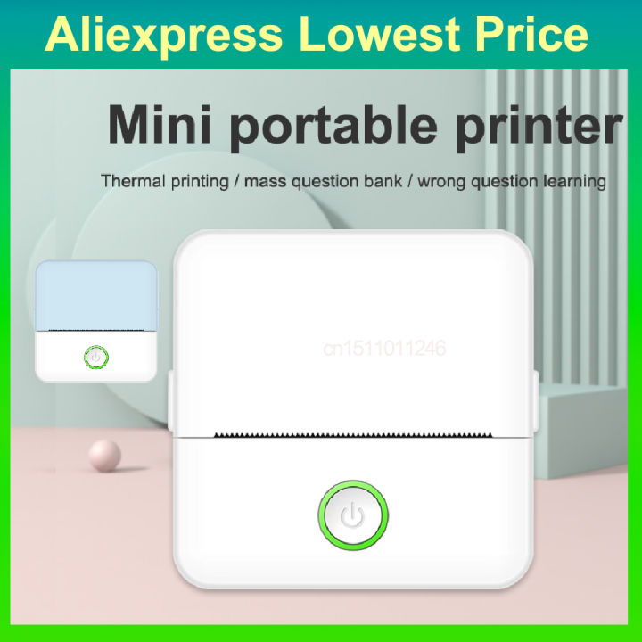 Mini HD Portable Label Thermal Printer Endurance Bluetooth Printer for Student Error Title Note ...