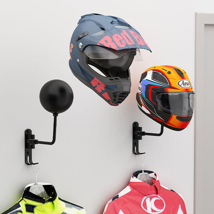 Motorcycle Helmet Rack Wall Mount Metal Bike Helmet Holder Mount ...