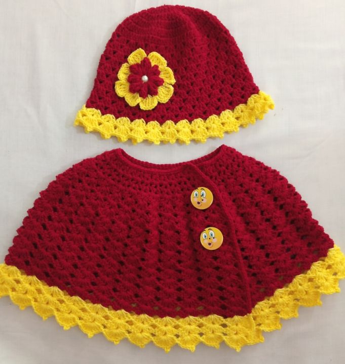 Baby Cape Shawl + Cap Handmade | Daraz.pk