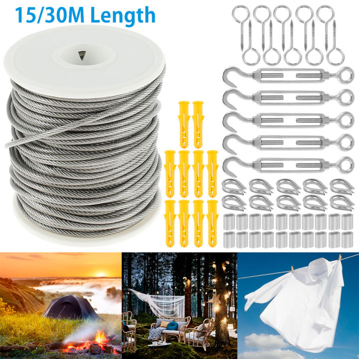 15/30M Stainless Steel Cable Rope PVC Coated Garden Cable Guardrail ...