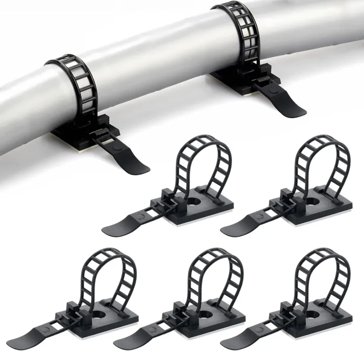 Cable Tie Mount Adjustable Clips Self Adhesive Strap Fix Holder Plastic ...