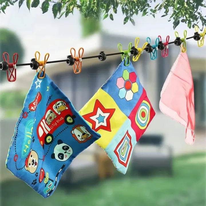 Portable Clothesline with 12 Clothespins Travel Clothesline Stretchy ...