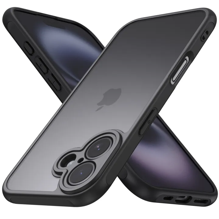Matte Translucent Phone Case For iPhone 11 12 13 14 15 16 Black Clear ...
